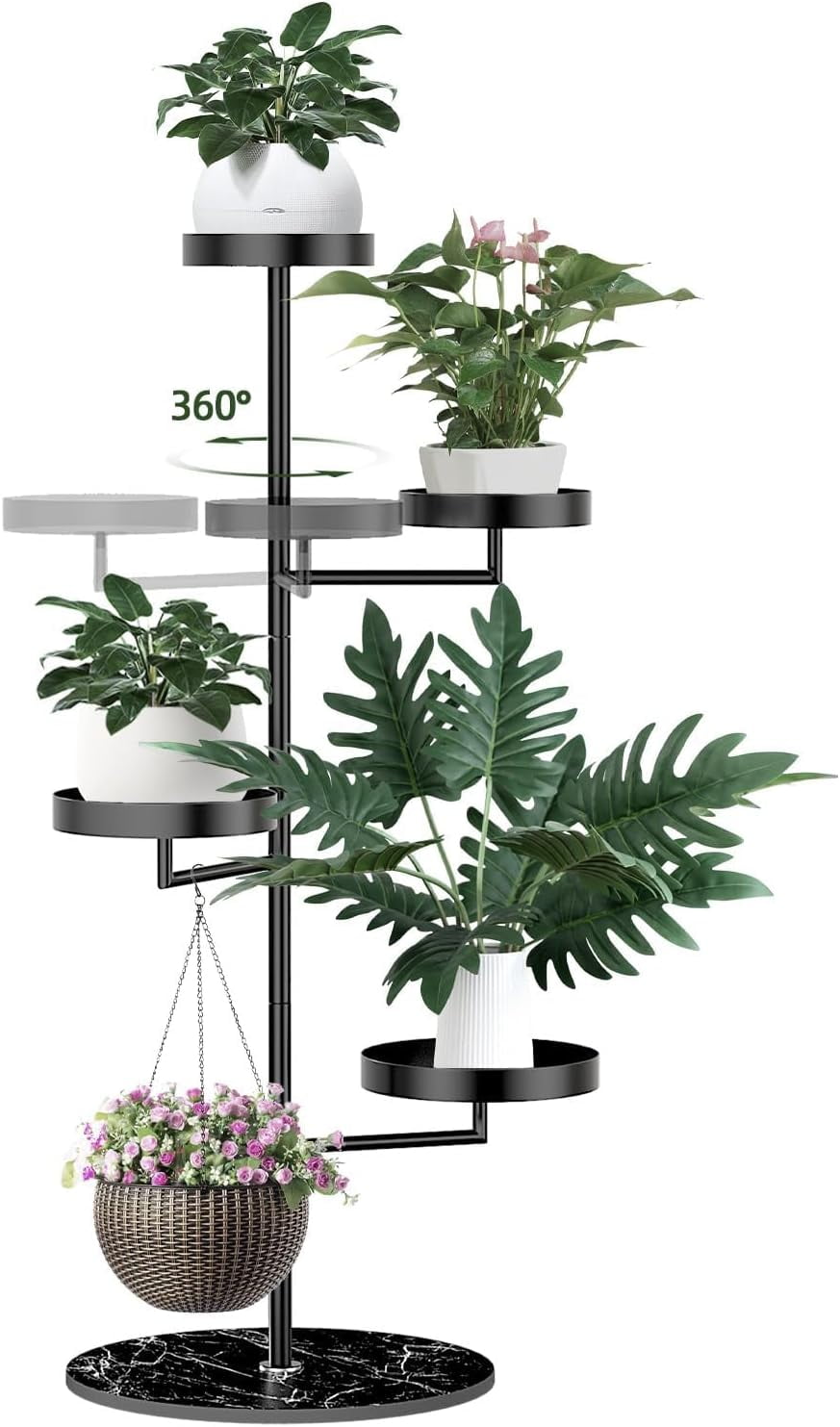 Rotating Window Plant Shelves Indoor, 3-Tier Metal Plant Shelf Stand ...
