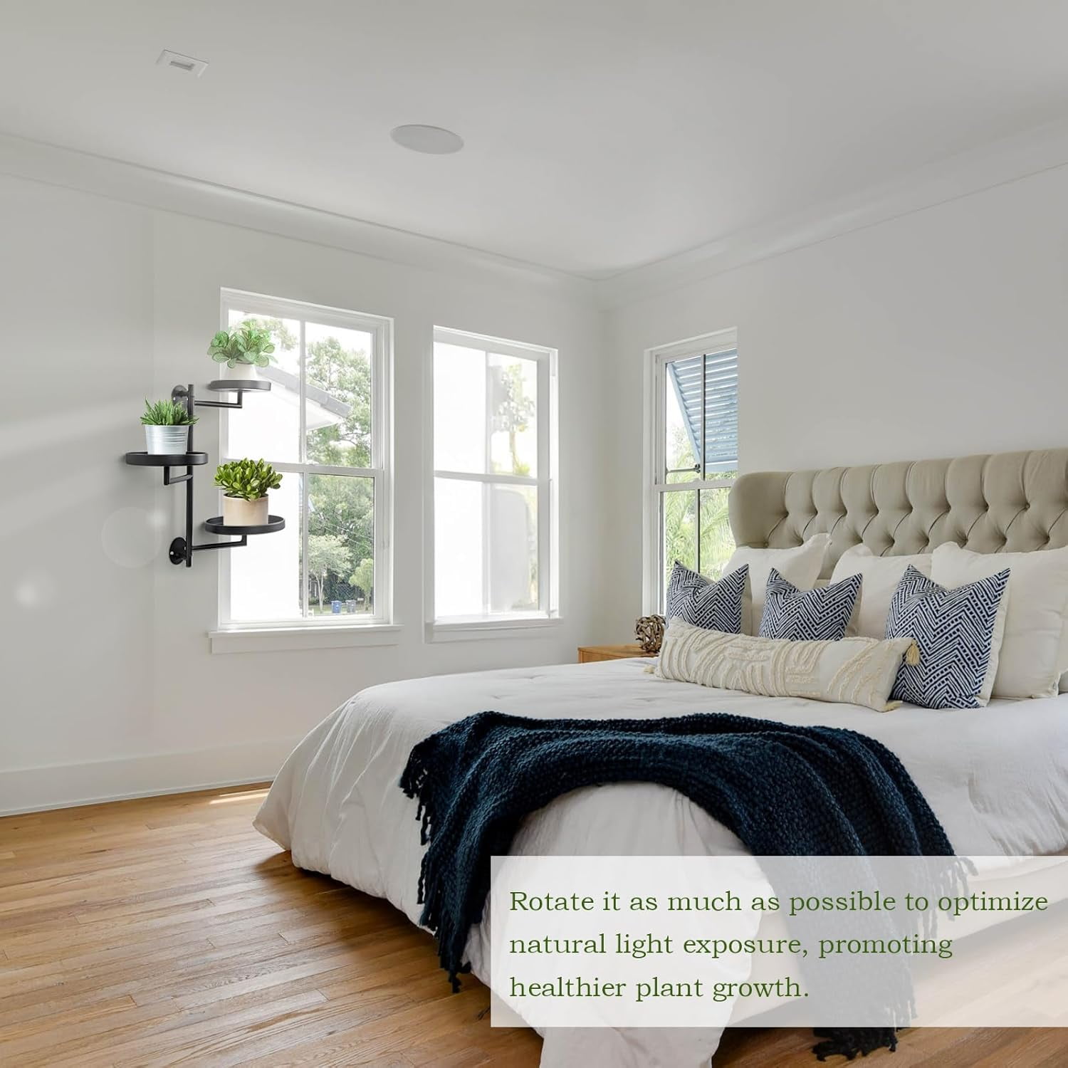 Rotating Window Plant Shelves Indoor, 3-Tier Metal Plant Stand, Wall ...