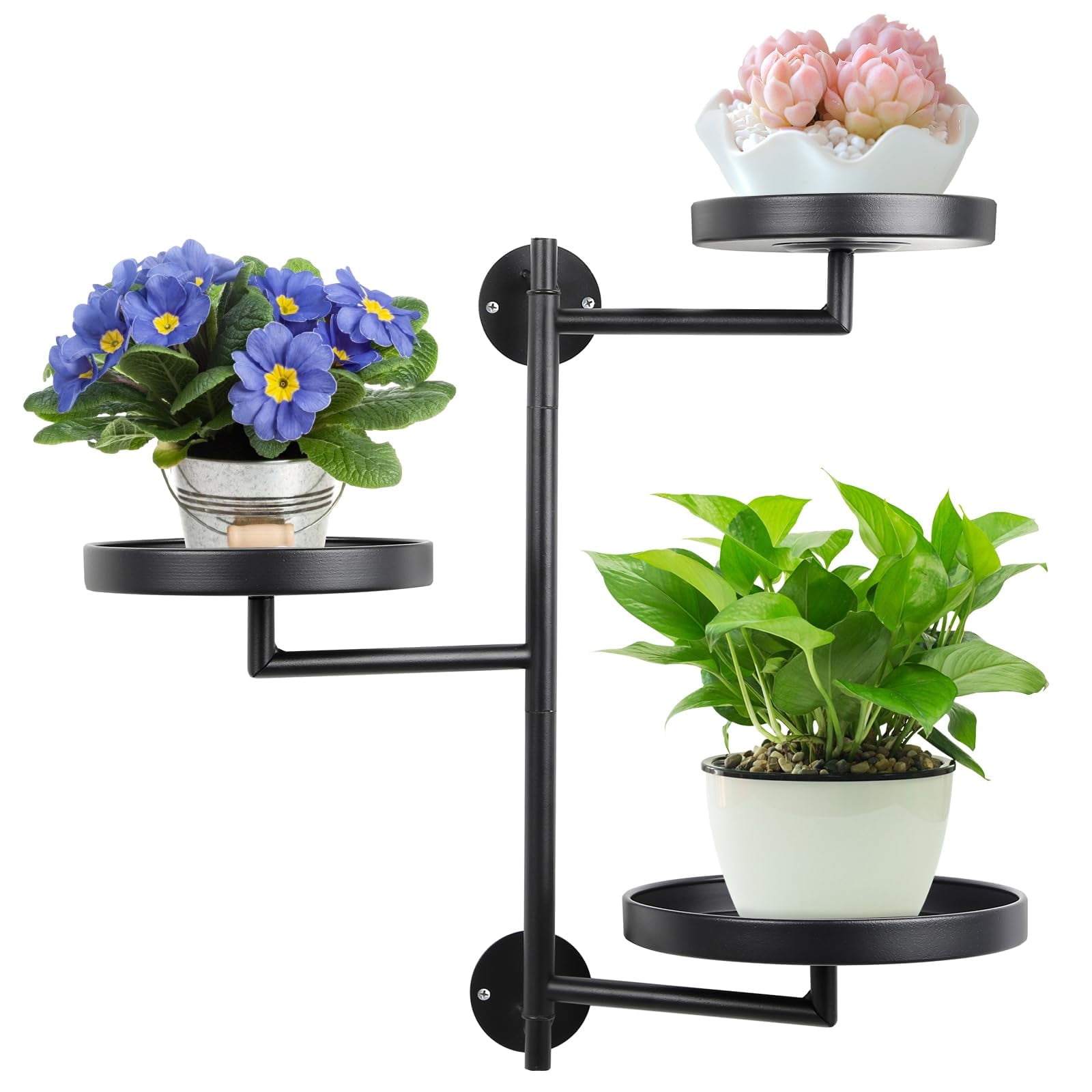 Rotating Window Plant Shelves Indoor, 3-tier Metal Plant Stand, Wall ...