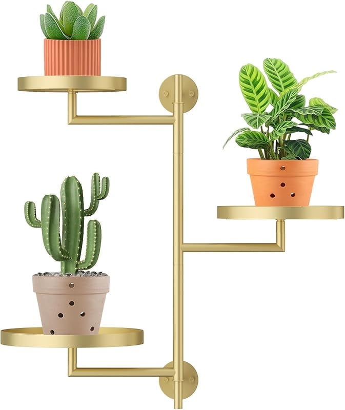 Rotating Window Wall Plant Shelves Stand Holder, 3 Tiered Metal ...
