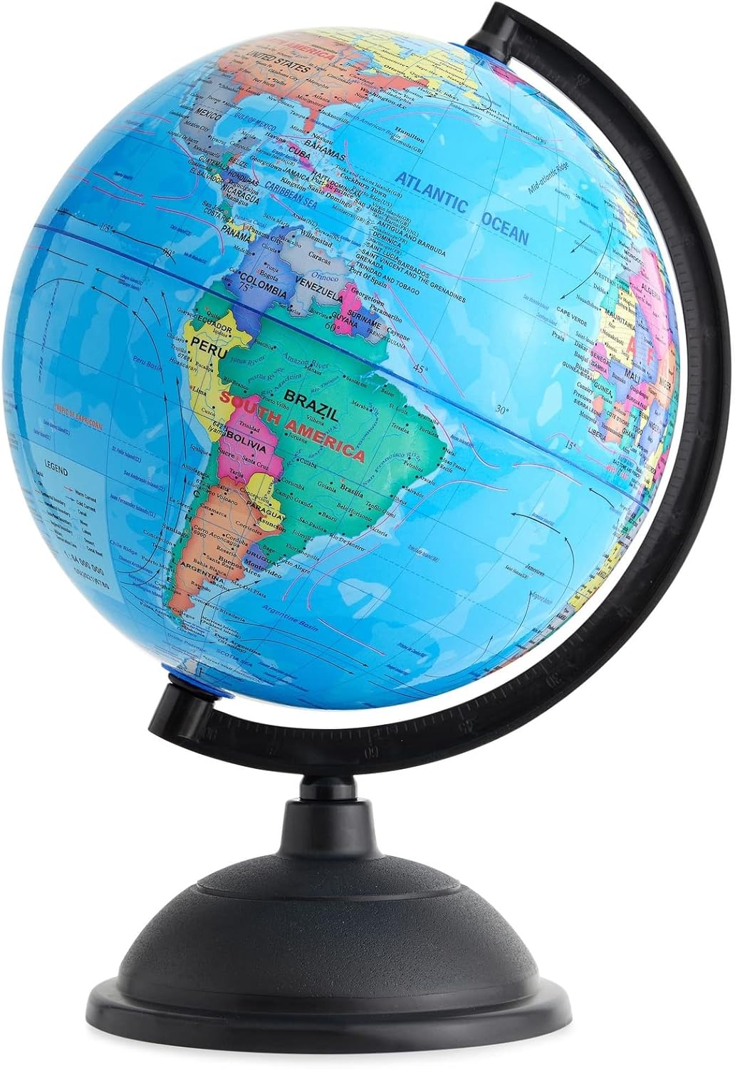 Rotating World Globe with Stand for Kids Learning, 8-inch Spinning ...