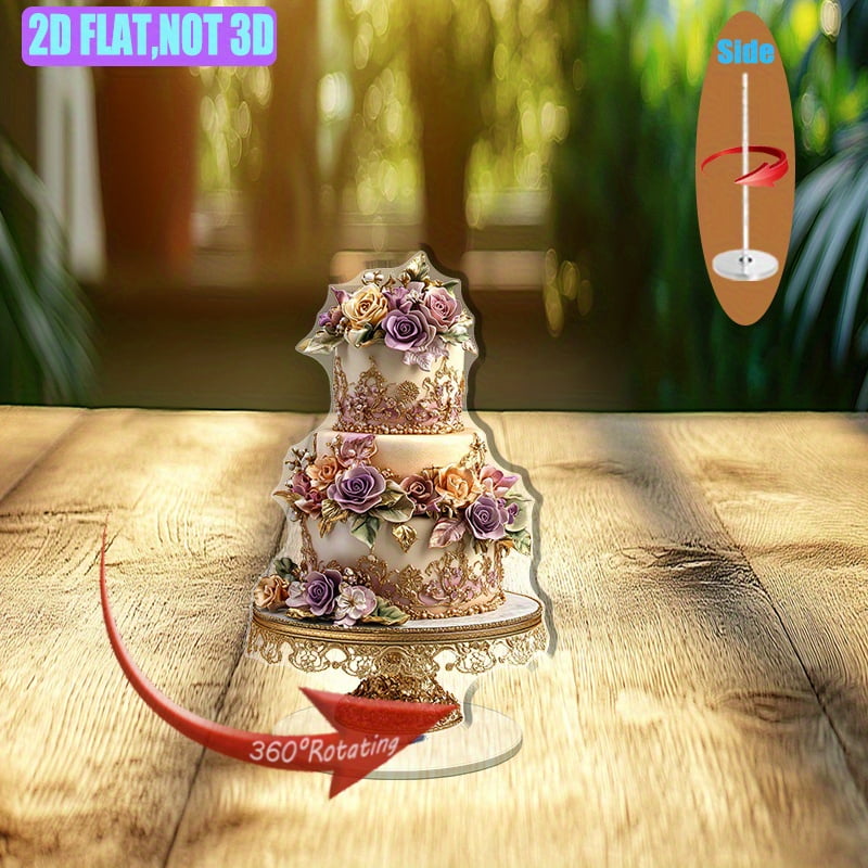 Rotating acrylic centerpiece featuring a stunning three-tier cake ...
