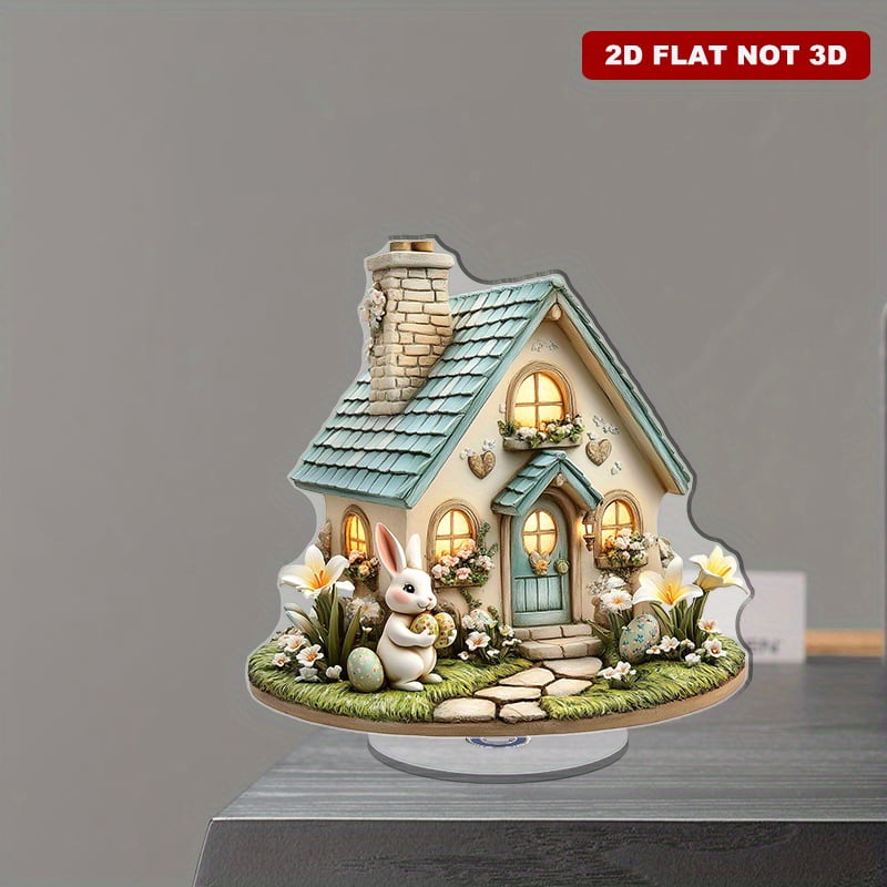 Rotating acrylic decor featuring a charming Easter house with a bunny ...