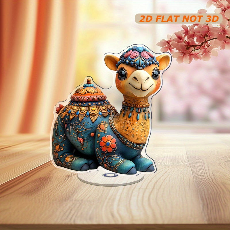 Rotating acrylic decor featuring a cute camel adorned with colorful ...