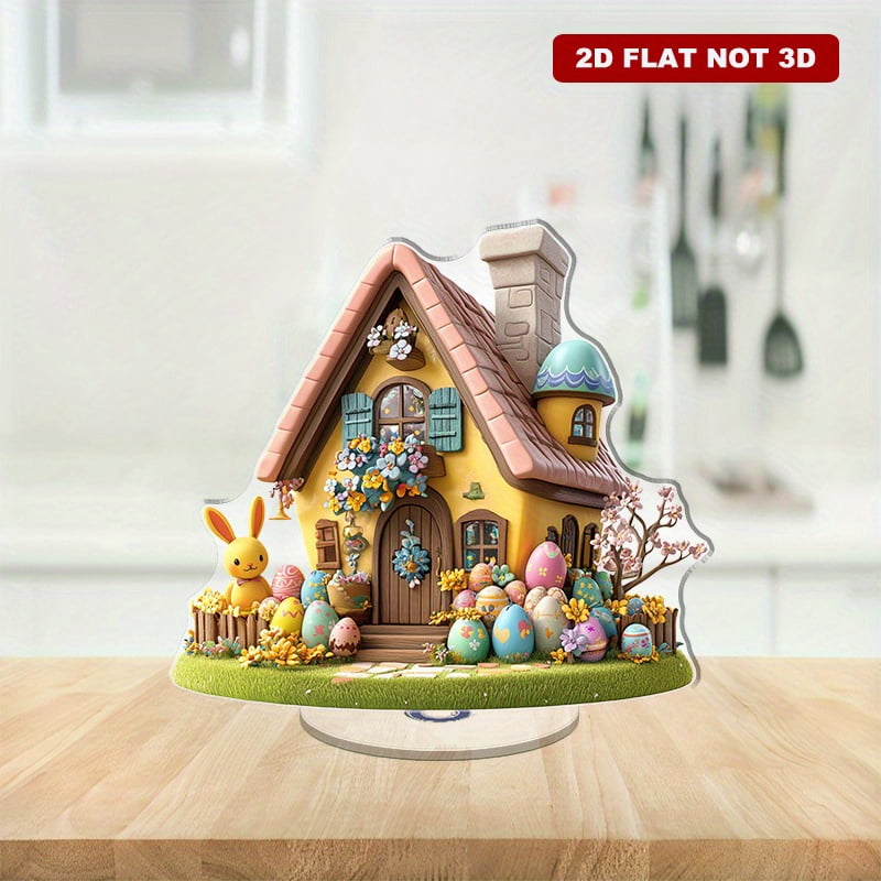 Rotating acrylic decor featuring a vibrant Easter house adorned with ...