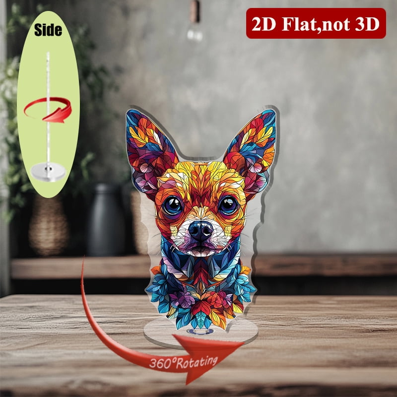 Rotating acrylic decoration featuring colorful floral stained glass ...