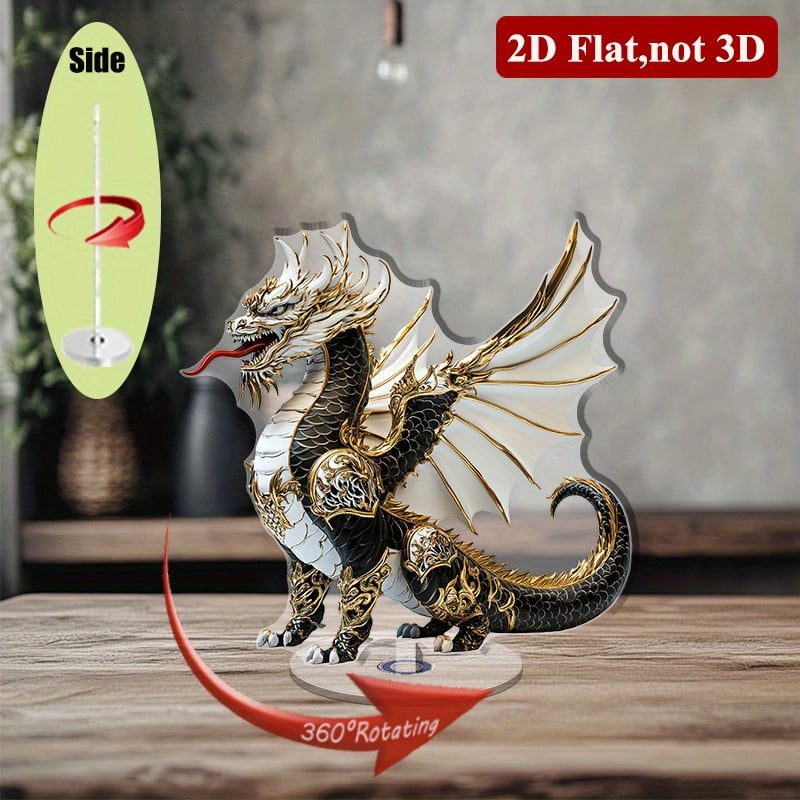 Rotating acrylic decoration featuring a richly detailed white and black ...