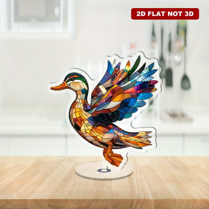 Rotating acrylic decoration featuring a vibrant stained glass Mallard ...