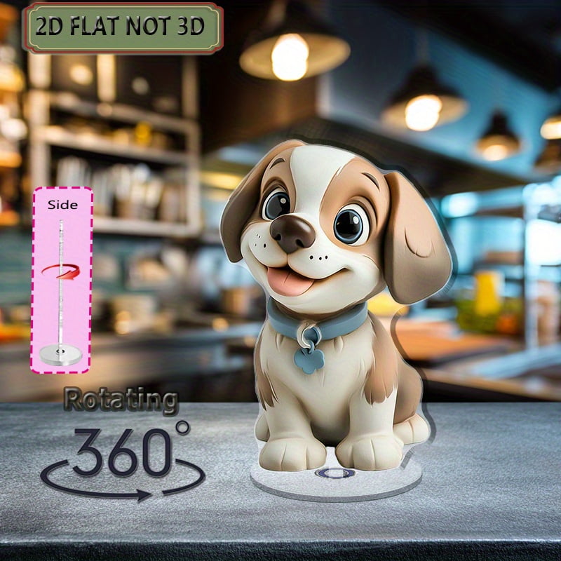 Rotating acrylic desk ornament featuring a playful puppy with big ...