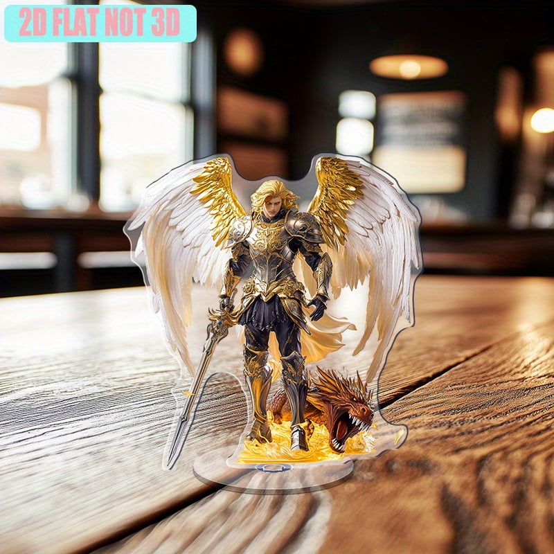 Rotating acrylic display features Archangel Michael in a dynamic battle ...