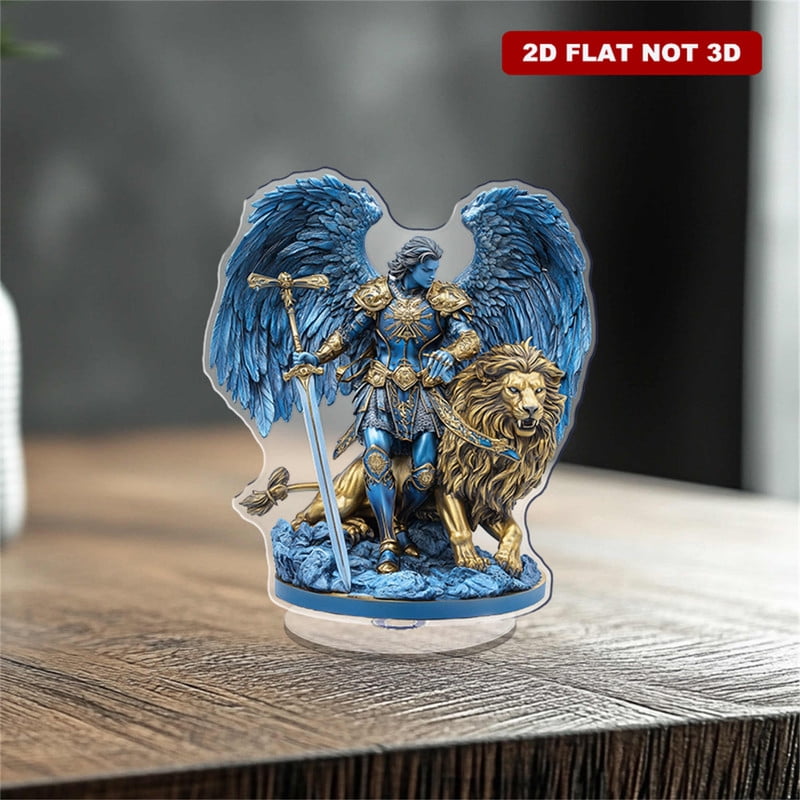 Rotating acrylic display features Archangel Michael in armor with wings ...