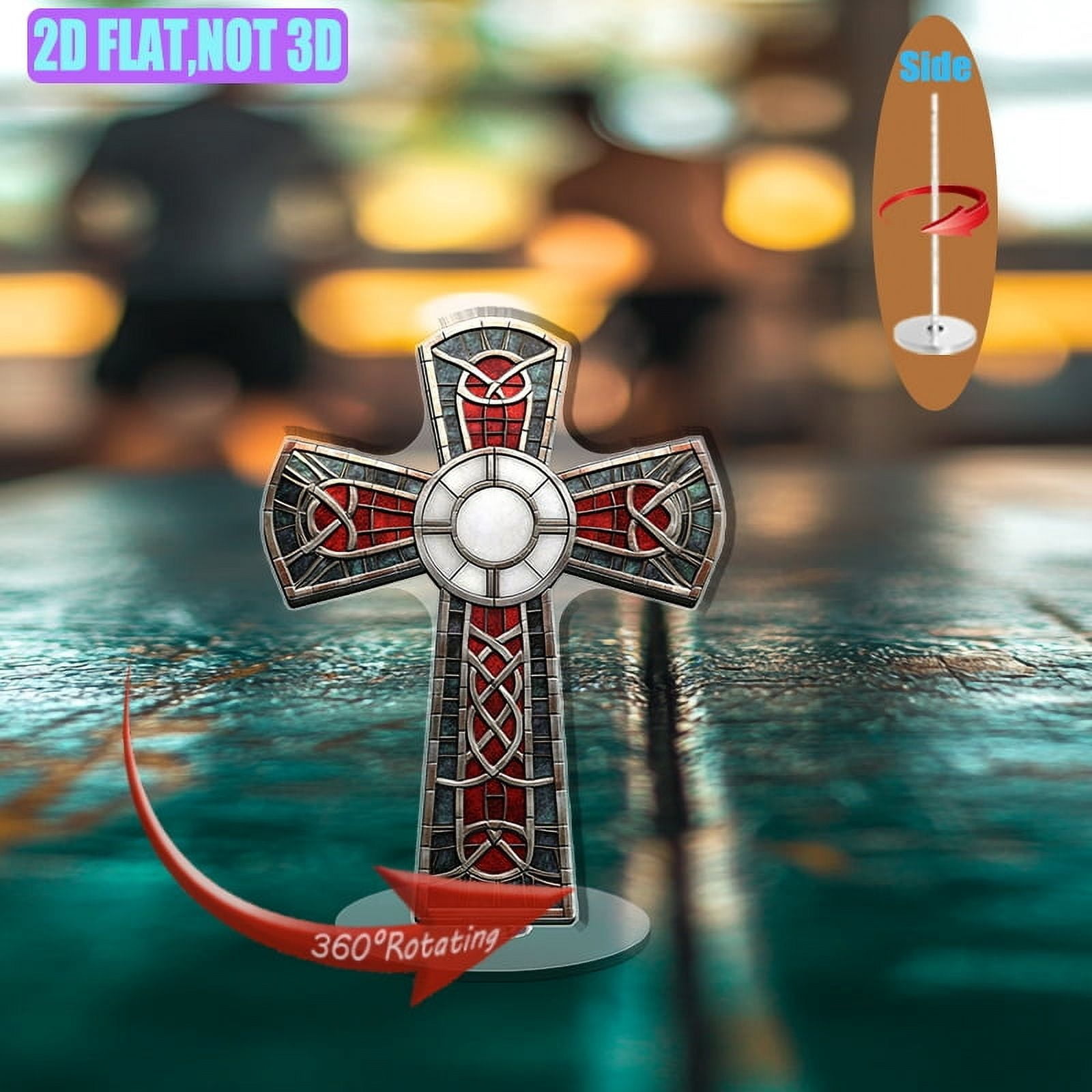 Rotating acrylic display features a Celtic Cross with intricate ...