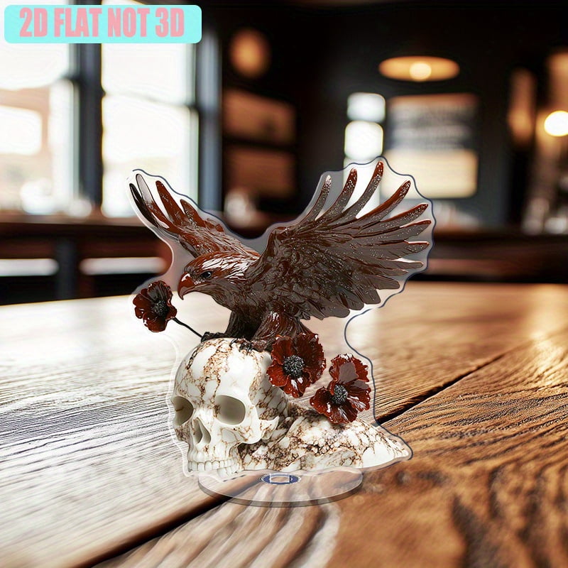 Rotating acrylic display features a brown resin eagle with stone dust ...
