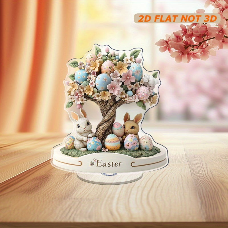 Rotating acrylic display features a cute bunny under a colorful egg ...