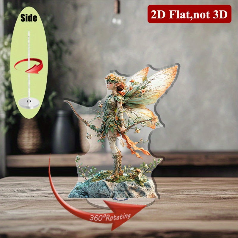 Rotating acrylic display features a female spirit guardian with ...