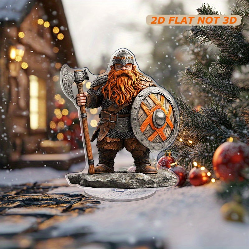 Rotating acrylic display features a fierce dwarf warrior with intricate ...