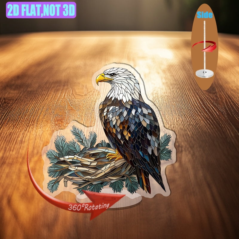Rotating acrylic display features a majestic bald eagle in a nest with ...