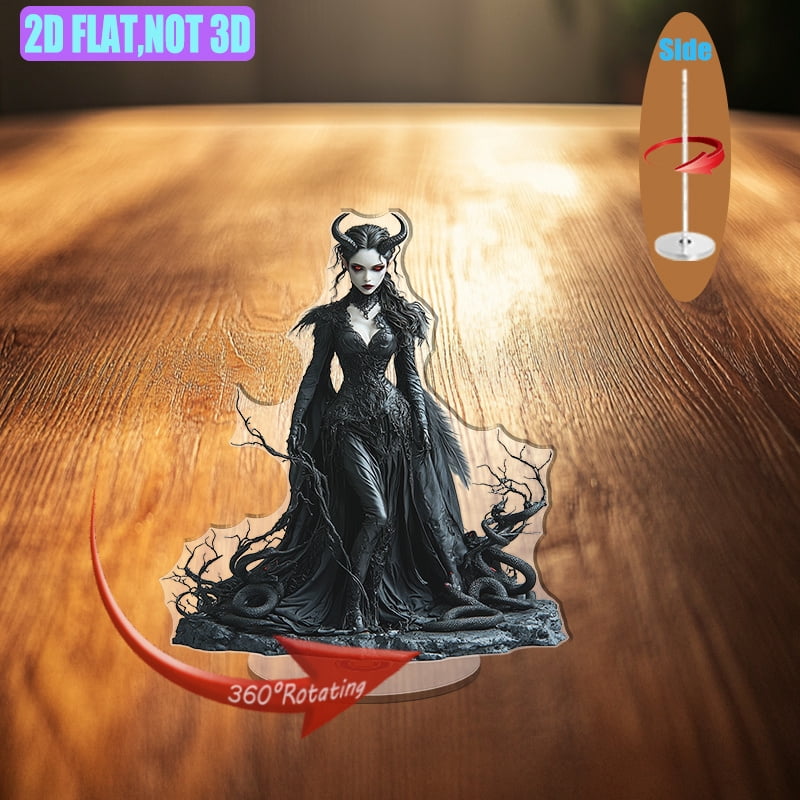 Rotating acrylic display features a vampire queen with black horns and ...