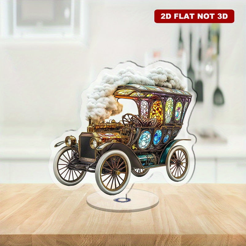 Rotating acrylic display features an aged car with gold-leaf body and ...