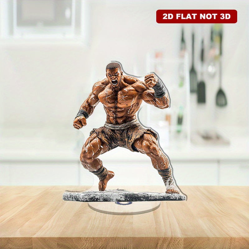 Rotating acrylic display features a detailed resin statue of a wrestler ...