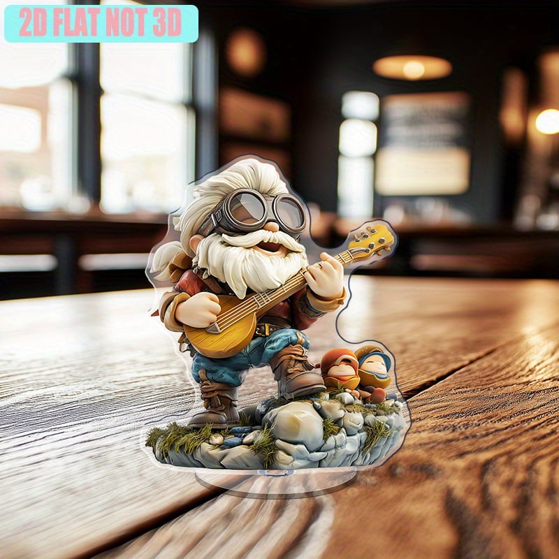 Rotating acrylic display features an ink-splashed fantasy dwarf bard ...