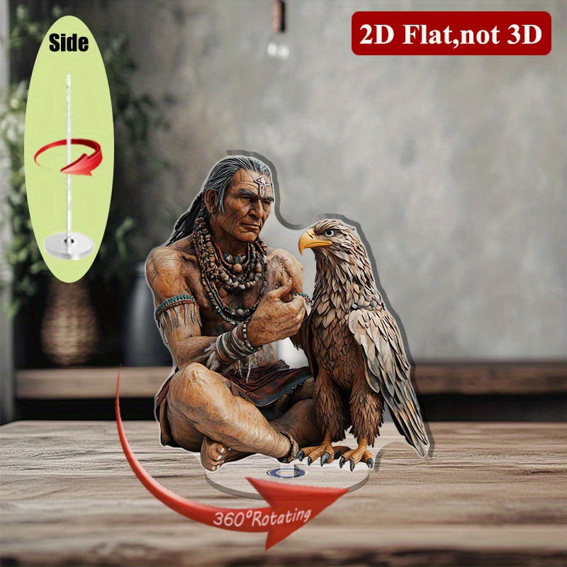 Rotating acrylic display features an intricately carved eagle with ...