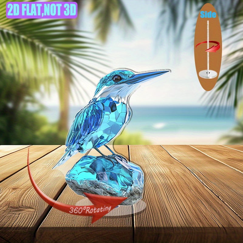 Rotating acrylic display features a kingfisher with bright blue ...