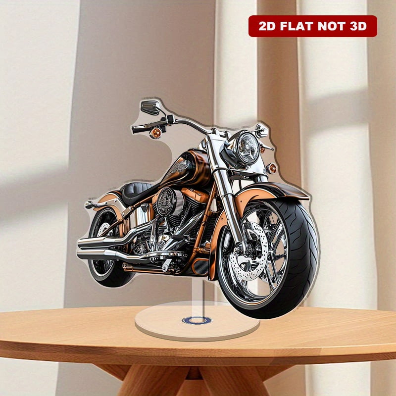 Rotating acrylic display features an ultra-realistic Harley motorcycle ...
