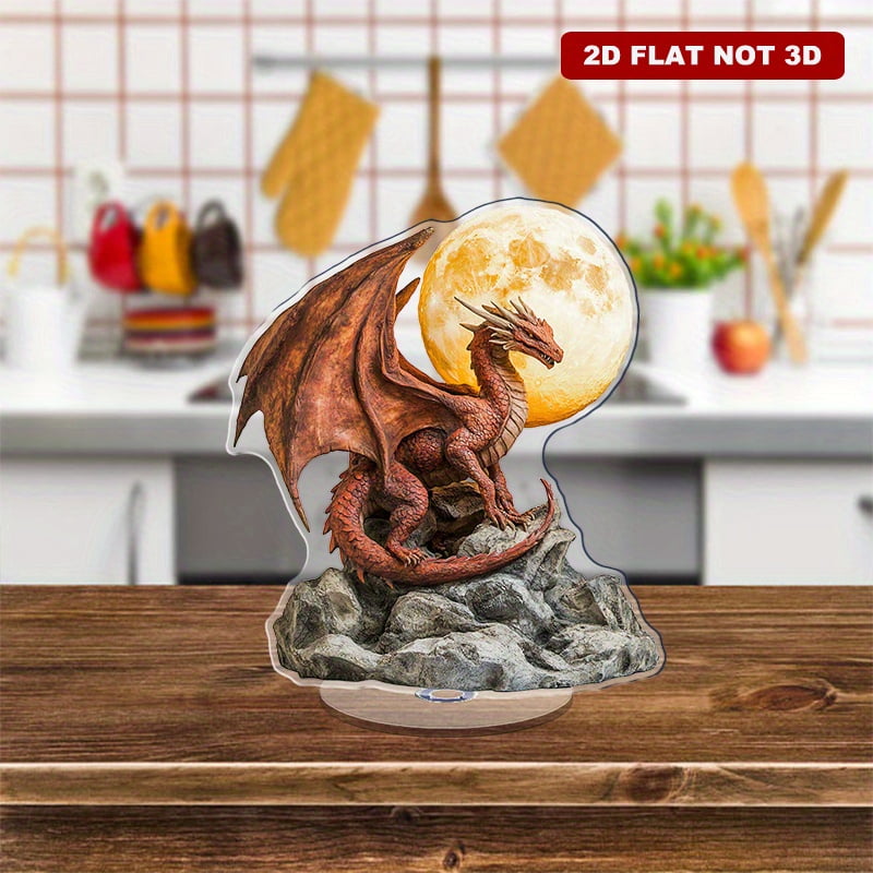 Rotating acrylic display features a vintage-inspired red dragon on ...