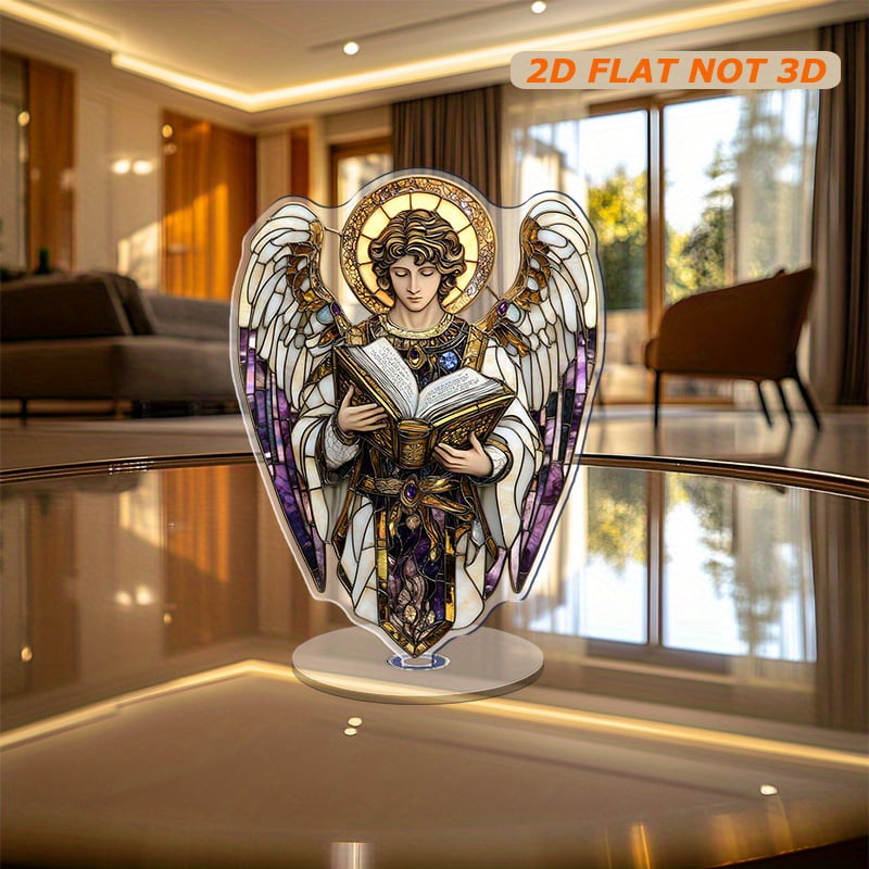 Rotating acrylic display featuring Archangel Gabriel with a glowing ...