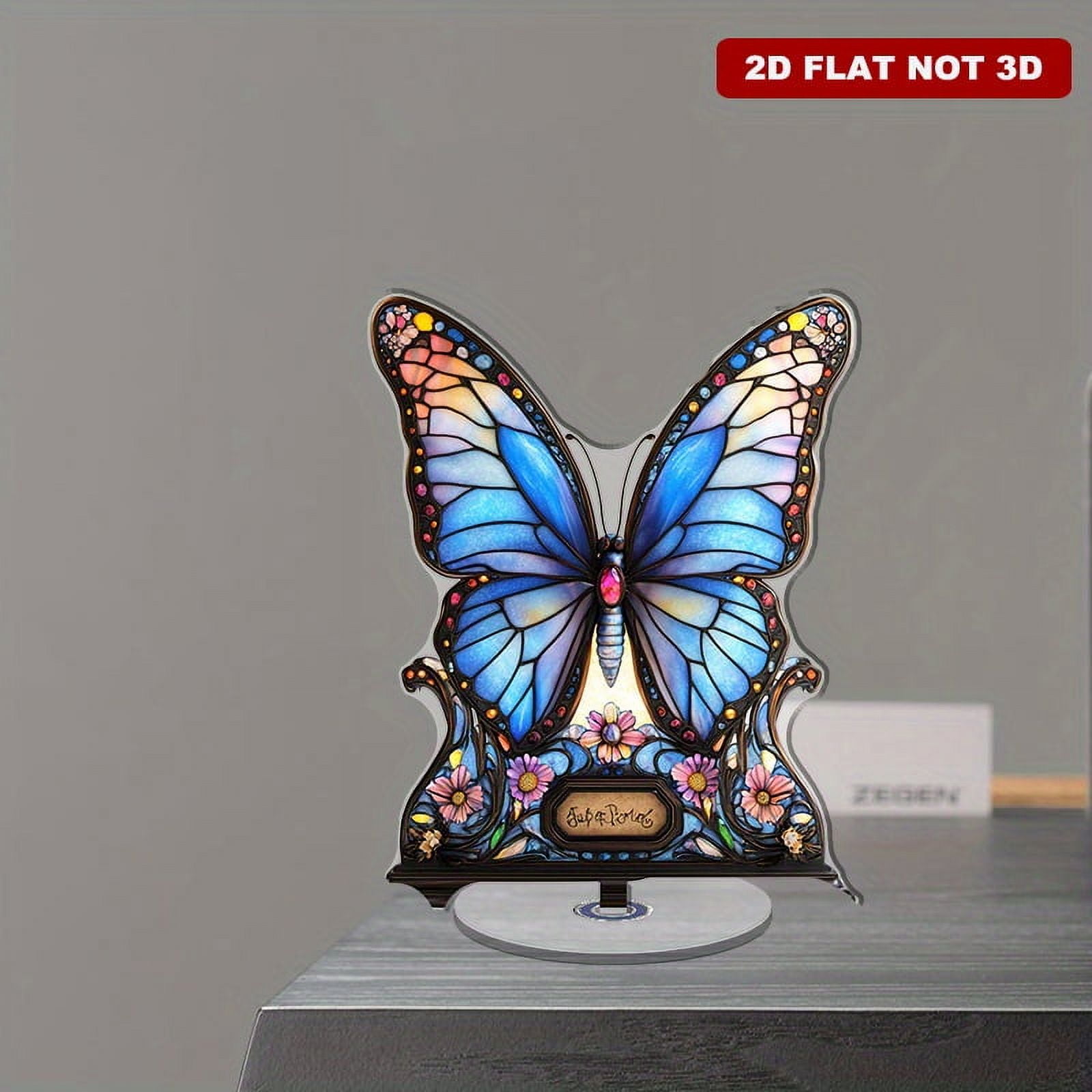 Rotating acrylic display featuring Blue Morpho Butterfly adorned with ...