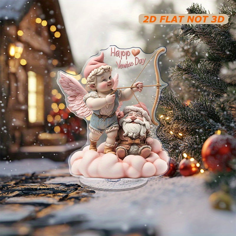 Rotating acrylic display featuring Cupid with bow and arrow, a dwarf in ...