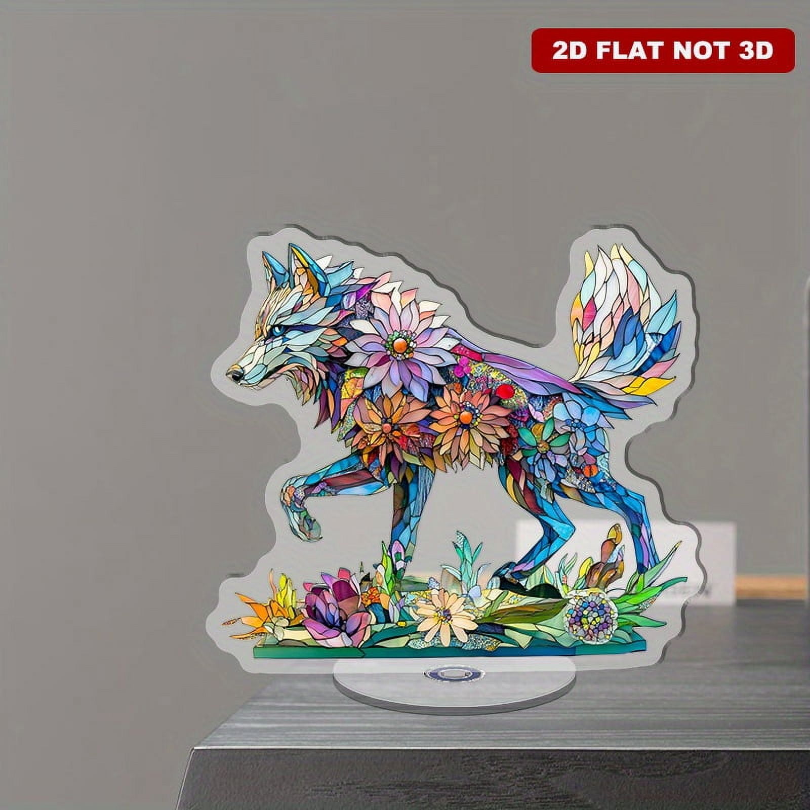 Rotating acrylic display featuring an Italian wolf in stained glass ...