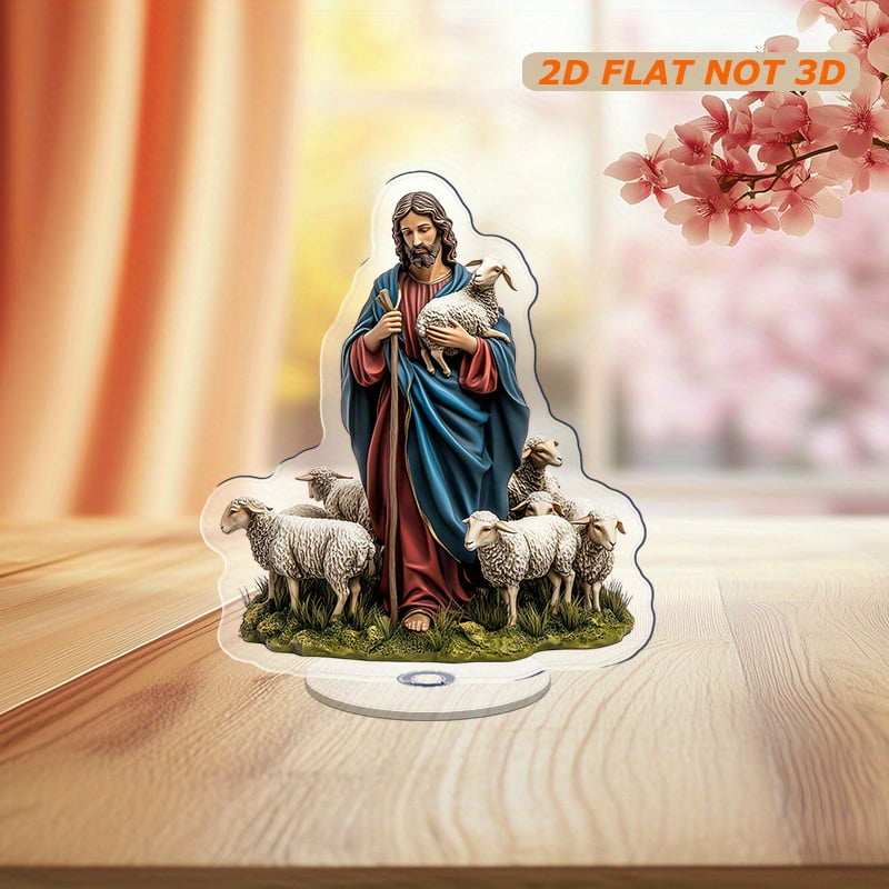 Rotating acrylic display featuring Jesus in a blue and red robe with ...
