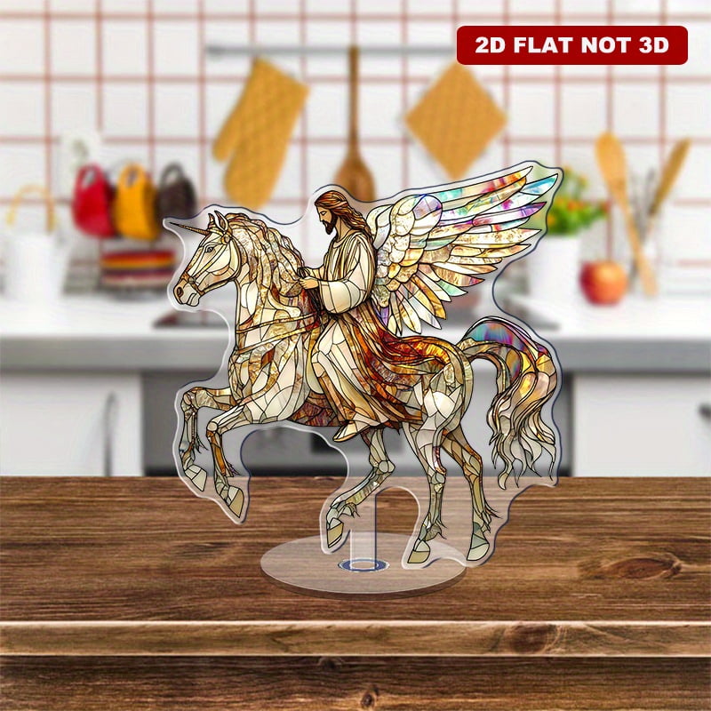 Rotating acrylic display featuring Jesus on a winged war horse in ...