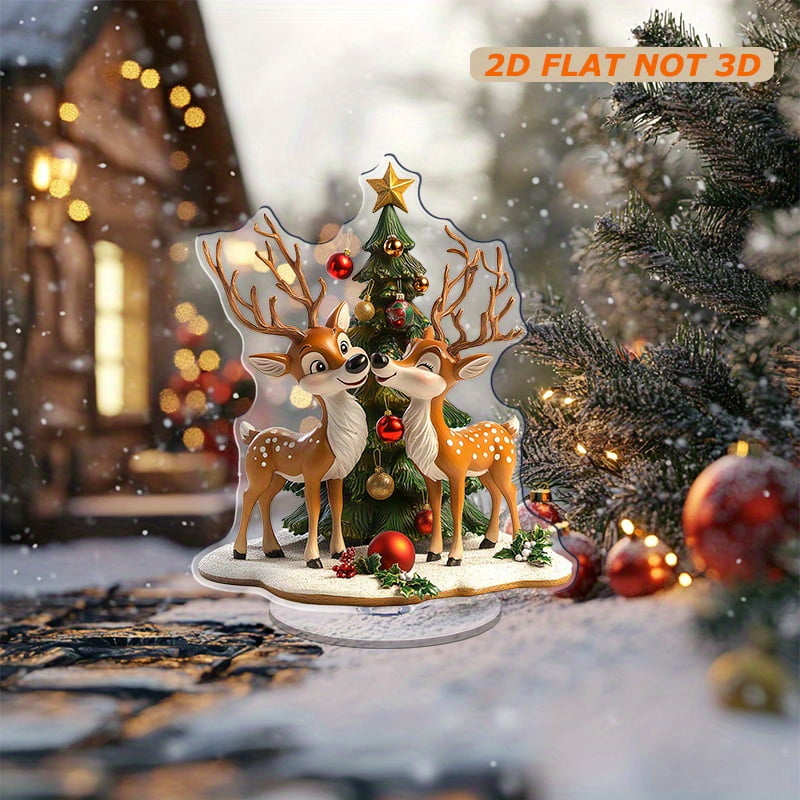 Rotating acrylic display featuring Rudolph and Dasher kissing under a ...