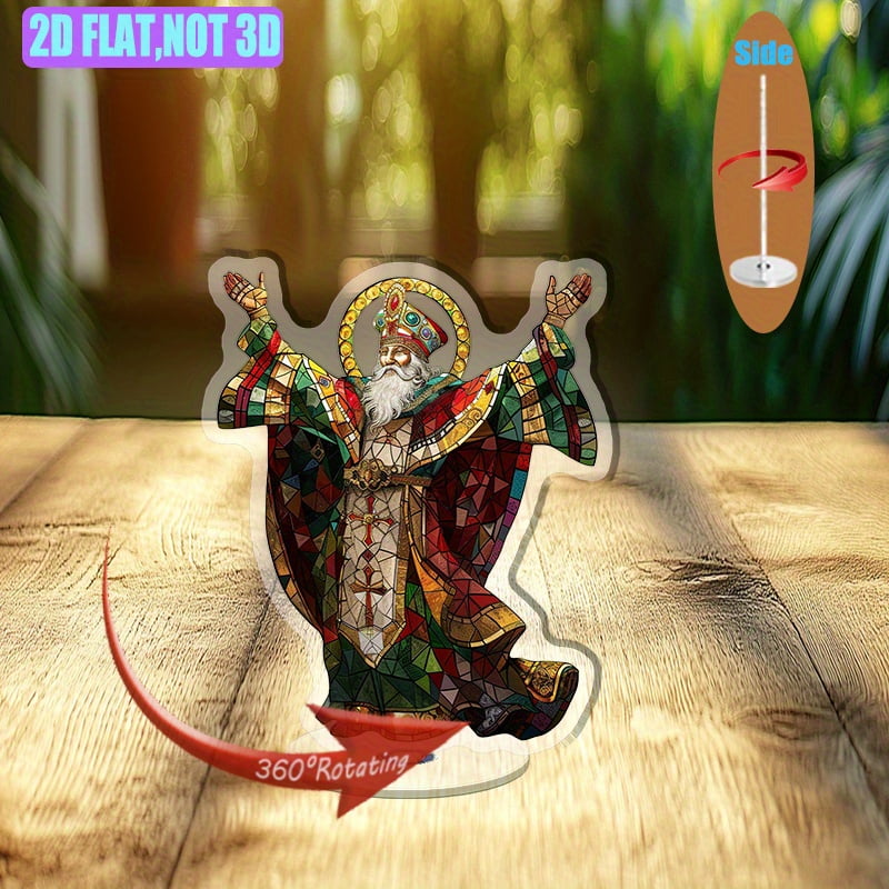Rotating acrylic display featuring Saint Nicholas with open arms in ...