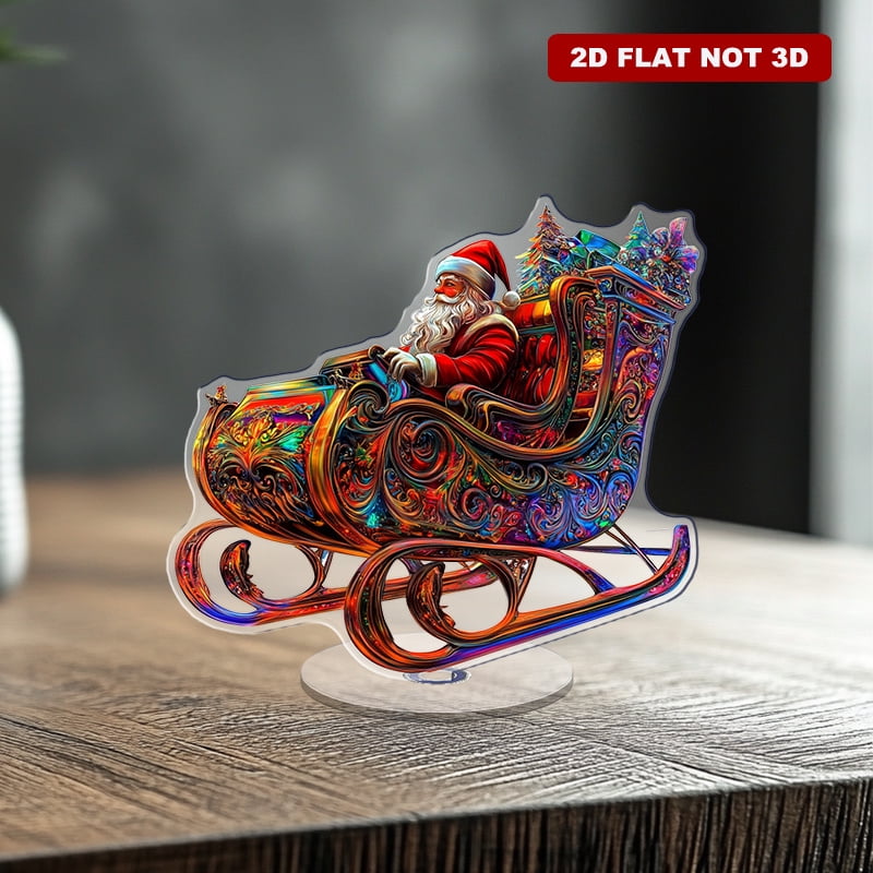Rotating acrylic display featuring Santa in a sleigh vibrant digital ...