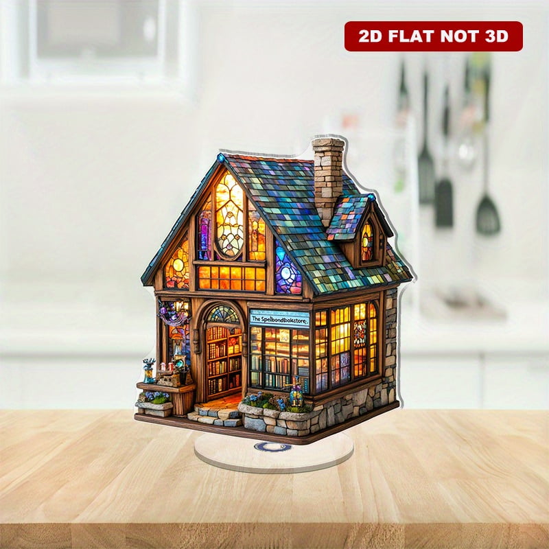 Rotating acrylic display featuring The Spellbound Bookstore with ...