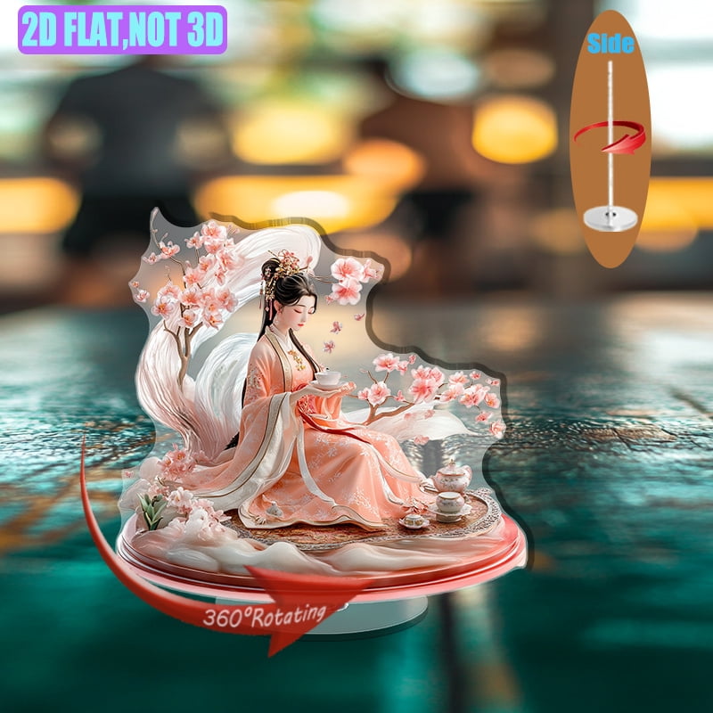 Rotating acrylic display featuring Xin Yi in a peach-white Tang costume ...