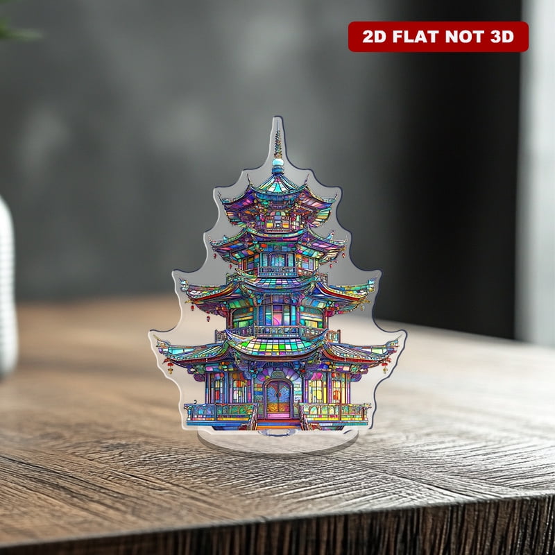Rotating acrylic display featuring a Japanese pagoda with ultra ...