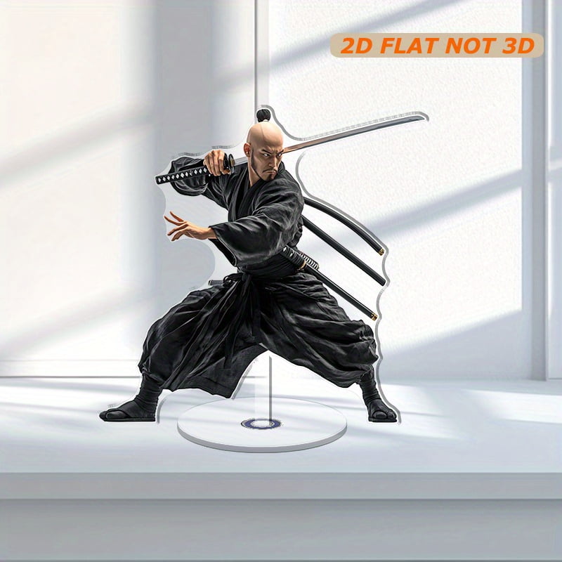 Rotating acrylic display featuring a bald samurai in a black kimono ...