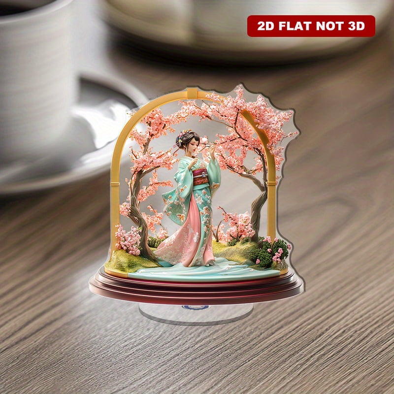 Rotating acrylic display featuring a chromatic-glass actress applying ...