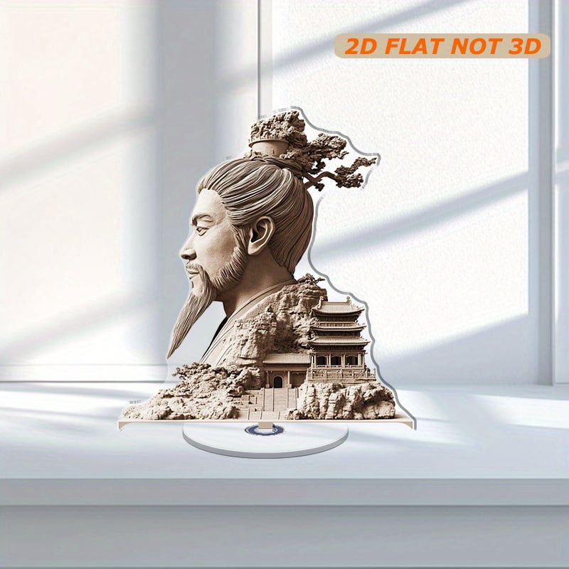 Rotating acrylic display featuring a clay-like Taoist priest's face and ...