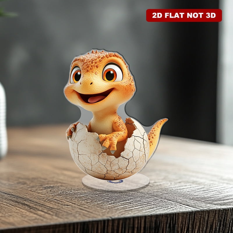 Rotating acrylic display featuring a cute baby dinosaur hatching from a ...
