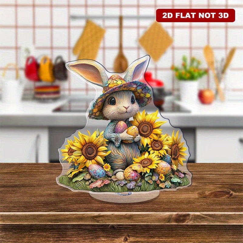 Rotating acrylic display featuring a cute bunny in a hat searching for ...