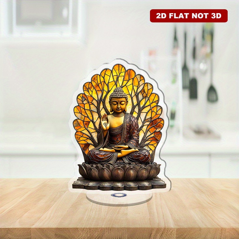 Rotating acrylic display featuring a detailed Buddha statue in a ...