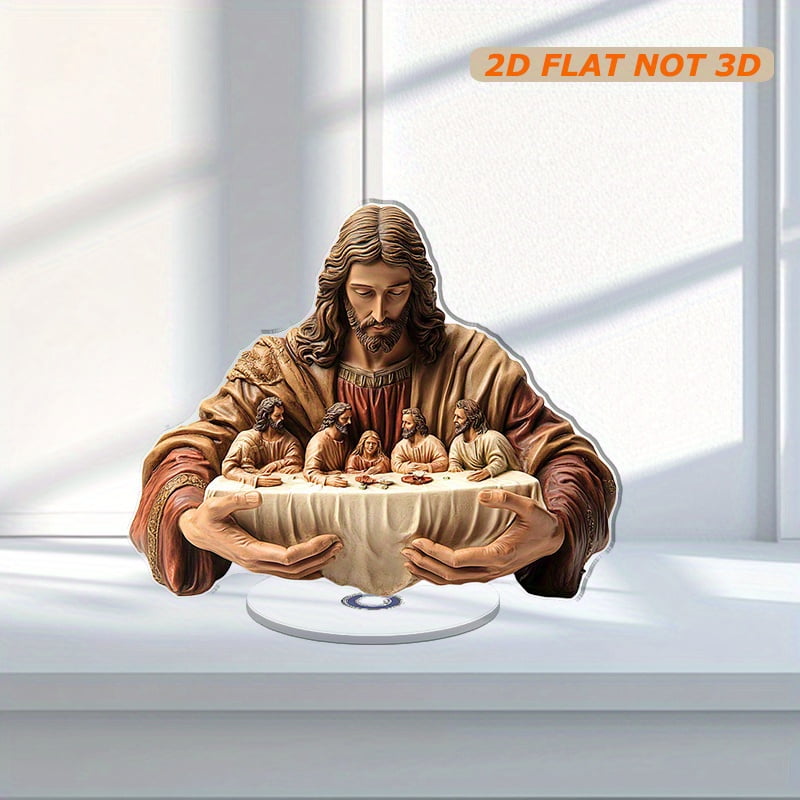 Rotating acrylic display featuring a detailed Last Supper scene held by ...