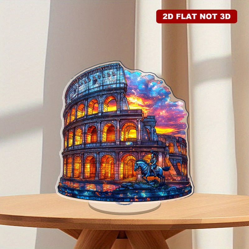 Rotating acrylic display featuring a detailed Victorian stained glass ...