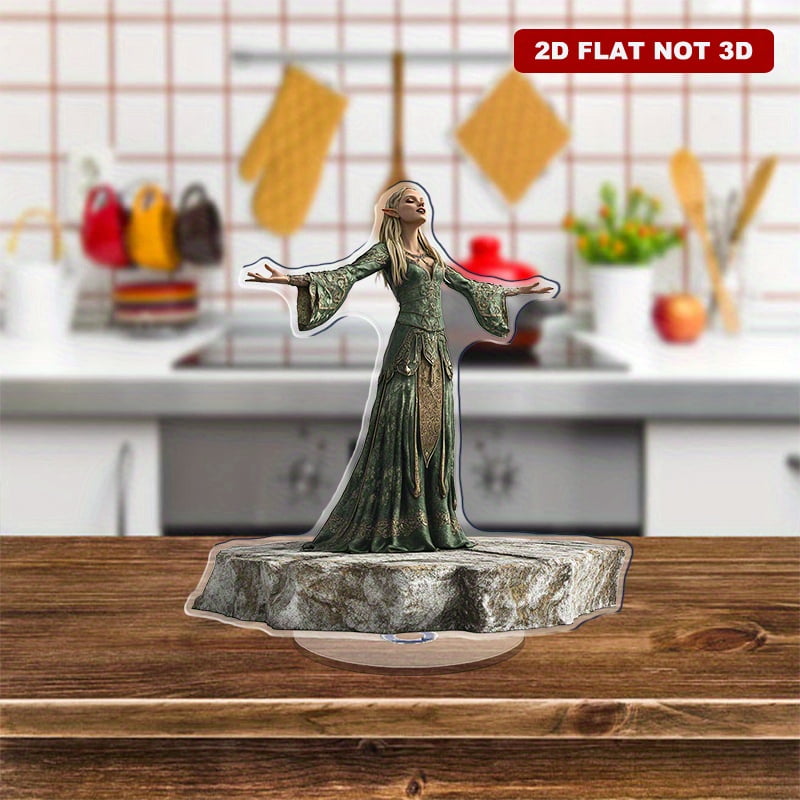 Rotating acrylic display featuring a detailed elf princess singing on a ...